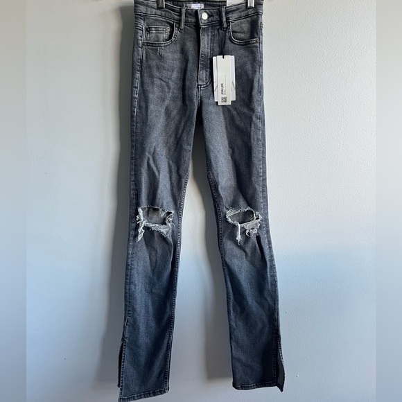 Zara | Jeans | Zara Split Skinny Jeans High Rise Full Length Tall Gray ...